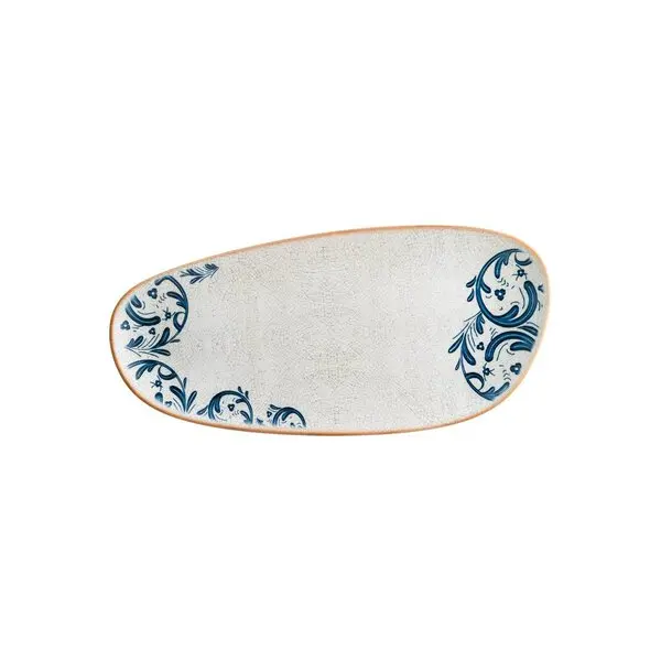 Turgla Home Viento Organic Decorated Porcelain Platter - Blue/white