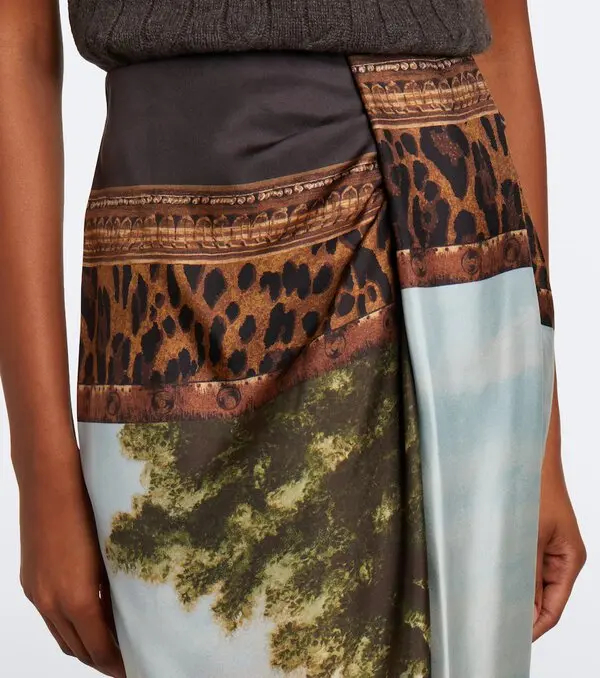 Ralph Lauren Debbie Printed Silk Twill Midi Skirt