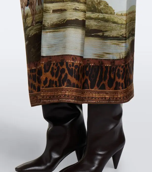 Ralph Lauren Debbie Printed Silk Twill Midi Skirt