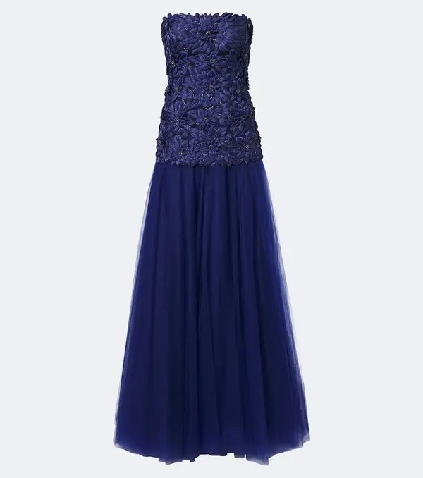 Costarellos Gisella Tulle And Lurex® Satin Bustier Gown