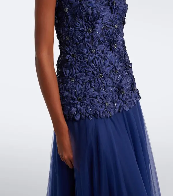 Costarellos Gisella Tulle And Lurex® Satin Bustier Gown