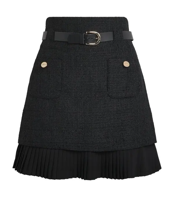 Sandro Tweed Tiered Mini Skirt - Black