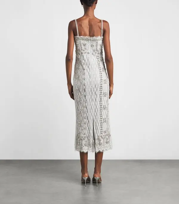 Costarellos Beaded-lace Leona Midi Dress