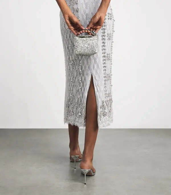 Costarellos Beaded-lace Leona Midi Dress