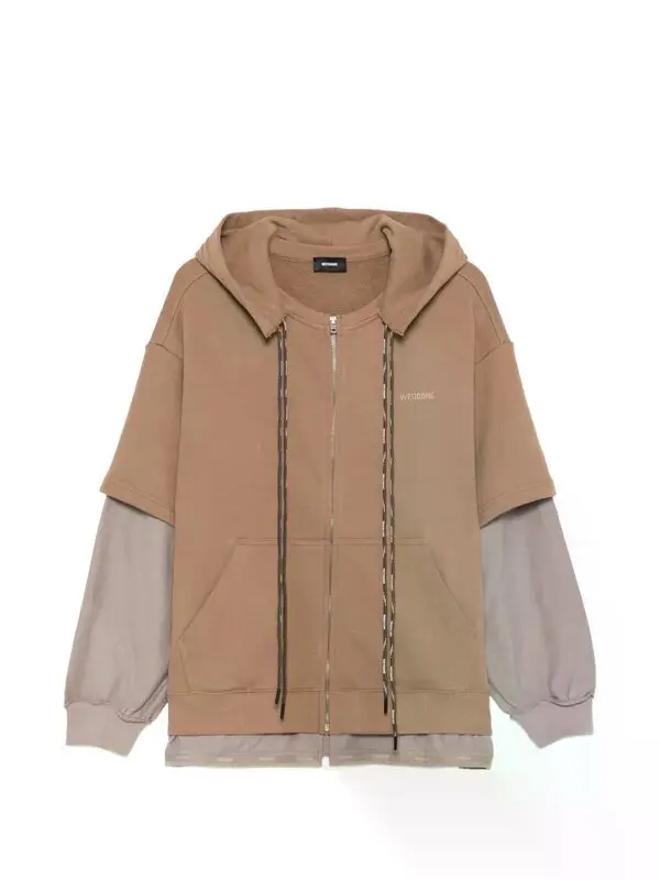 We11Done Layered Double-string Zip-up Hoodie - Brown
