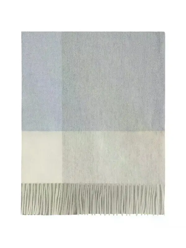 Eric Bompard Tartan Fringed Scarf - Blue
