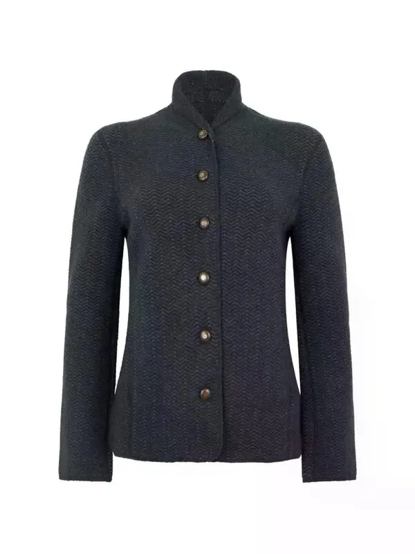 Giorgio Armani Chevron-knit Button-up Blazer