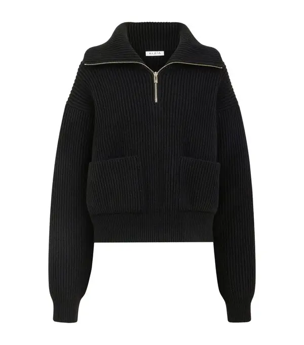 Alaïa Wool-cashmere-blend Quarter-zip Sweater
