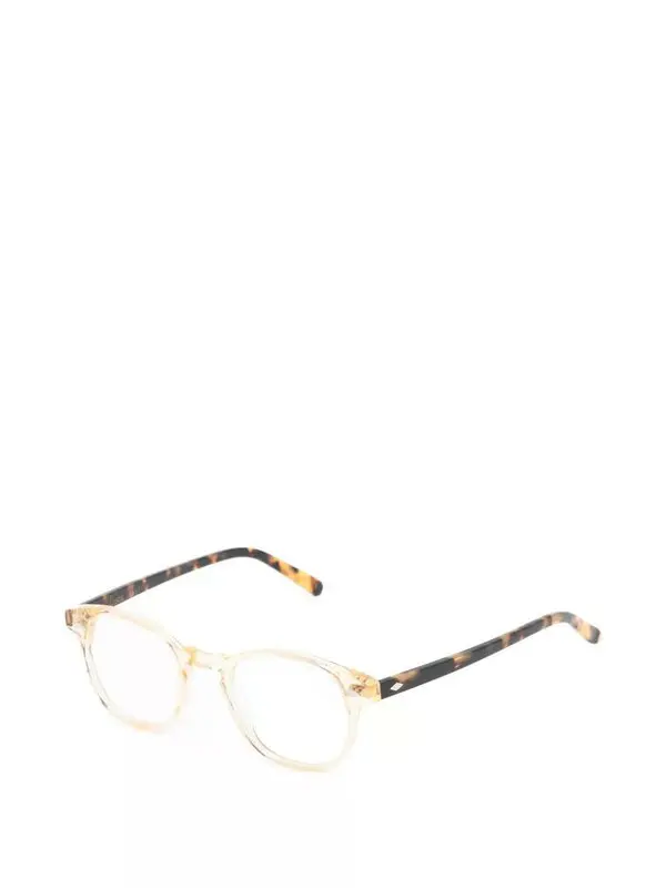 LESCA Tortoiseshell-effect Round-frame Glasses - Brown