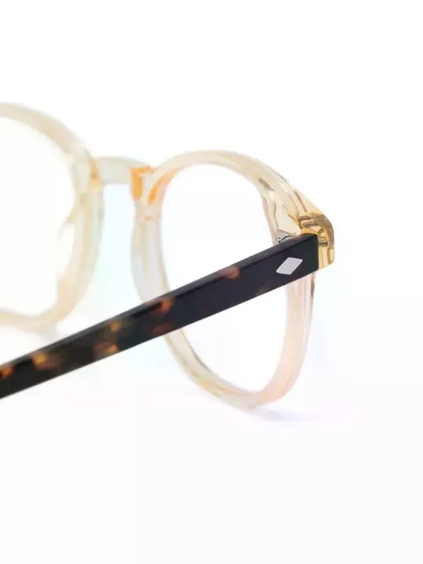 LESCA Tortoiseshell-effect Round-frame Glasses
