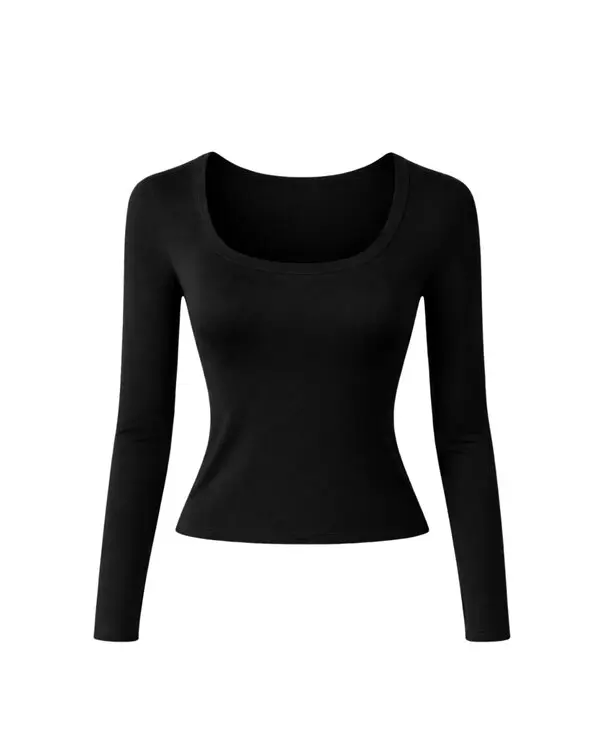 HEIMA ER GOTT Alba Fitted Square Neck Bamboo Top