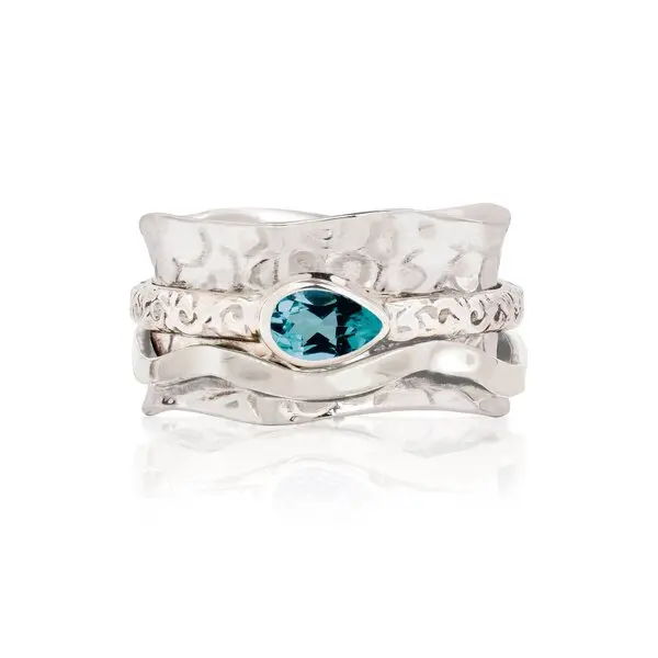 CHARLOTTE'S WEB JEWELLERY Aura Zen Spinning Ring Turquoise Topaz - Silver