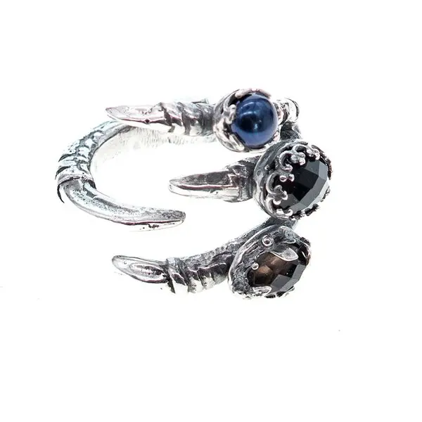 GEM KINGDOM Claw Ring Dark - Silver