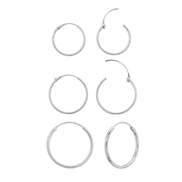 SPERO LONDON Sterling Essential Hoop Earrings Set Xl - Silver