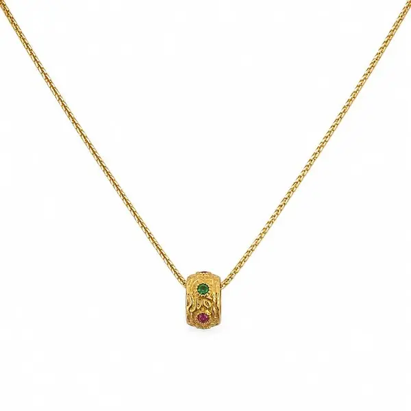 ANGEL BAROCCO Plated Sterling Silver Multicolour Barrel Pendant Necklace - Gold