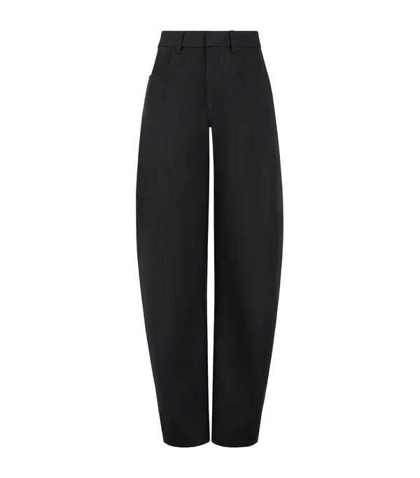Alaïa Wool Denim Round Trousers - Blue