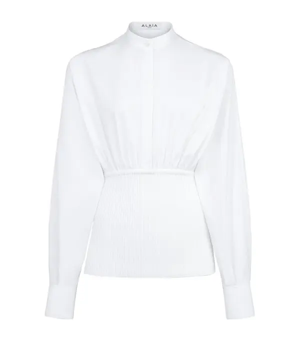 Alaïa Cotton Poplin Cinched Shirt - White
