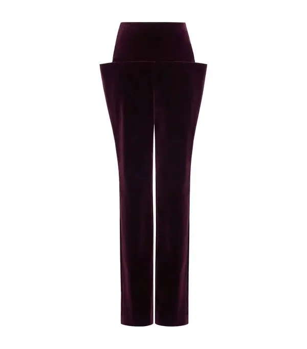 Alaïa Cotton Velvet Tailored Trousers - Red