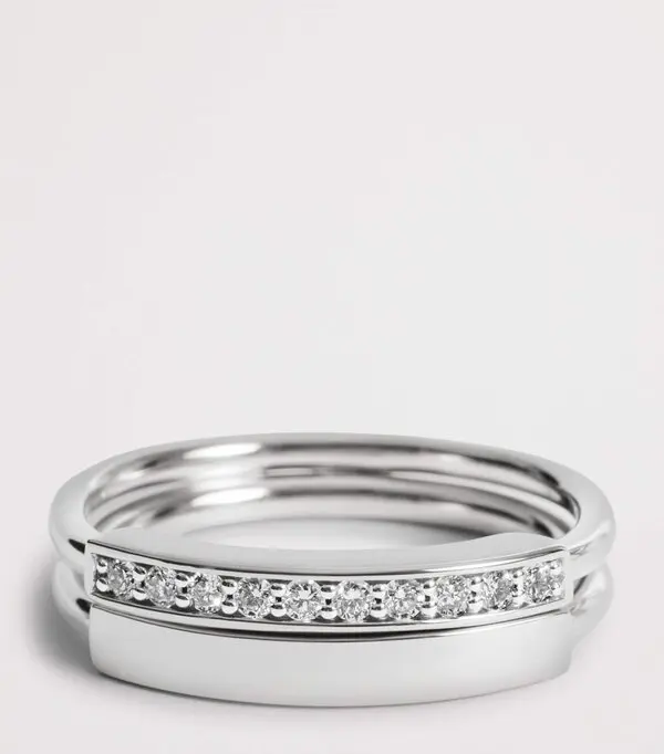 Monica Vinader Sterling And Diamond Linear Stacking Ring