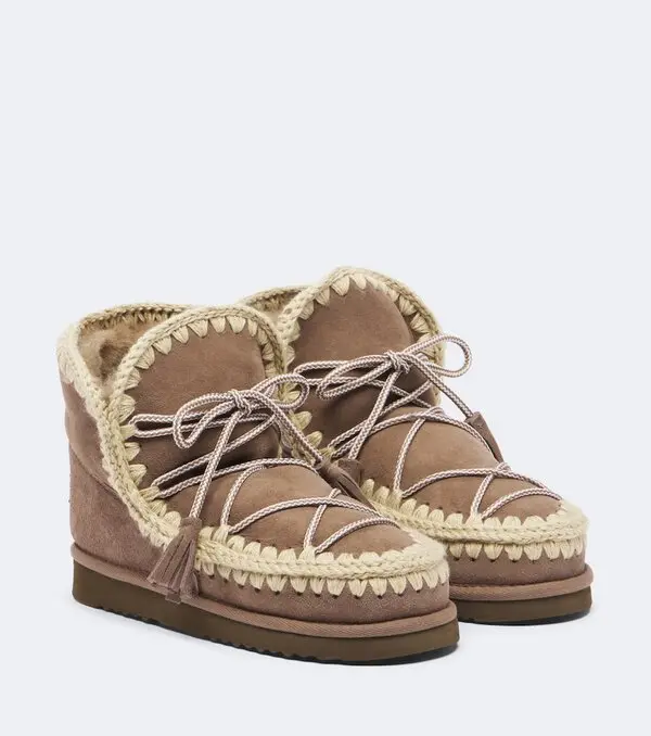 Mou 18 Shearling-lined Suede Lace-up Boots - Brown