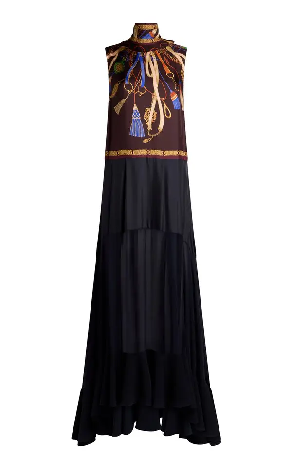 Etro High-neck Silk Maxi Dress - Multi