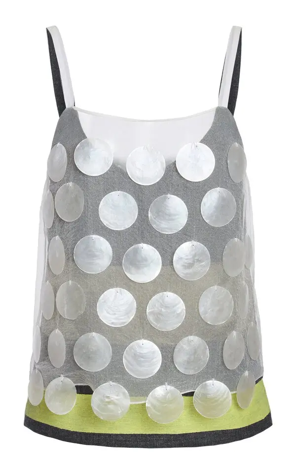 Marni Polka Dot Embellished Top - Silver
