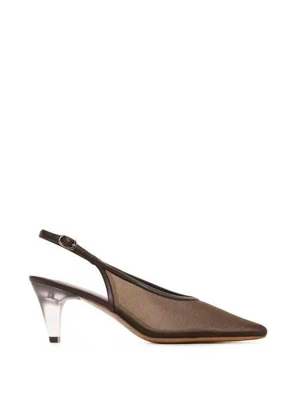 12 STOREEZ Mesh Slingback Pumps - Brown