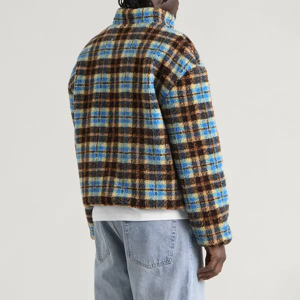 Drole De Monsieur Checked Sherpa Half Zipped Jacket