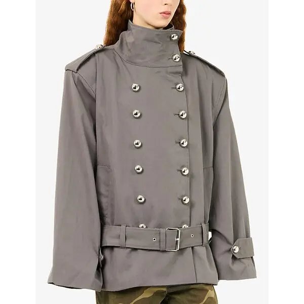 JADED LONDON Irina Structured Belted Short Cotton-blend Trench Coat