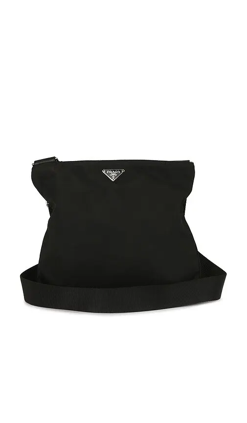 FWRD RENEW Prada Tessuto Flat Messenger Bag - Black