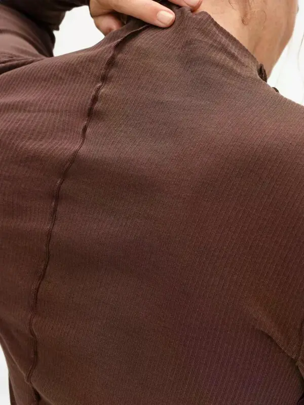 Bimba Y Lola Fitted Chocolate Ribbed T-shirt