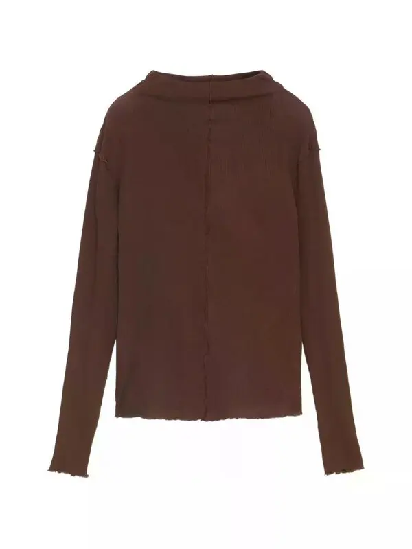 Bimba Y Lola Fitted Chocolate Ribbed T-shirt