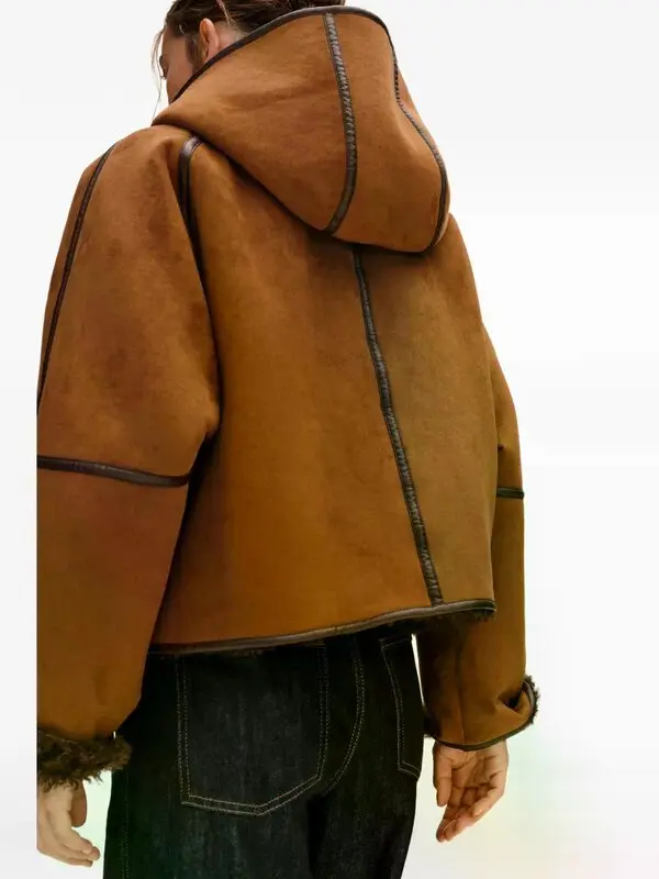 Bimba Y Lola Reversible Jacket With Curly Hazelnut Fur