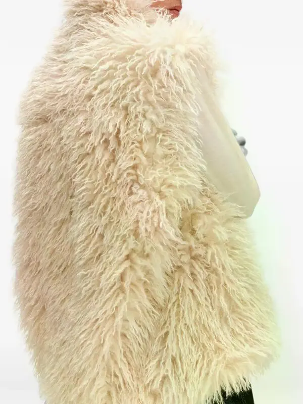 Bimba Y Lola Ivory Oversize Fur Vest