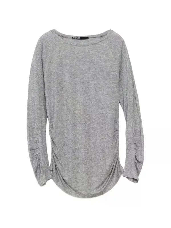 Bimba Y Lola Gray Melange Gathered Raglan T-shirt