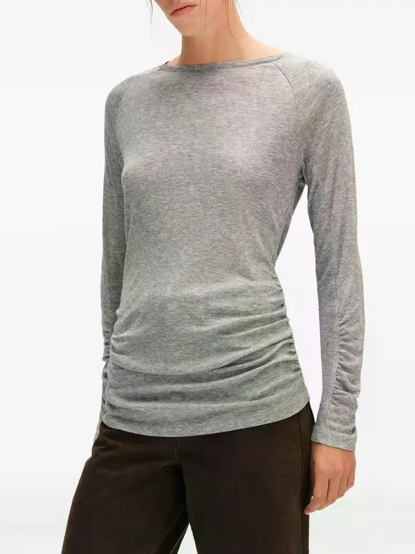 Bimba Y Lola Gray Melange Gathered Raglan T-shirt