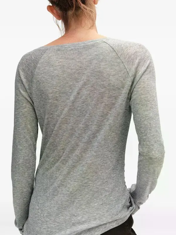 Bimba Y Lola Gray Melange Gathered Raglan T-shirt