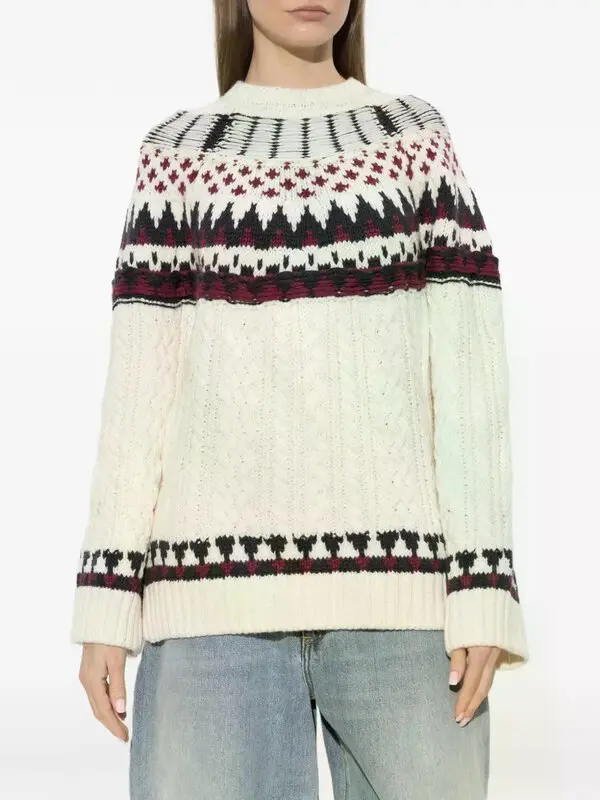 AKEP Fair Isle Cable-knit Sweater
