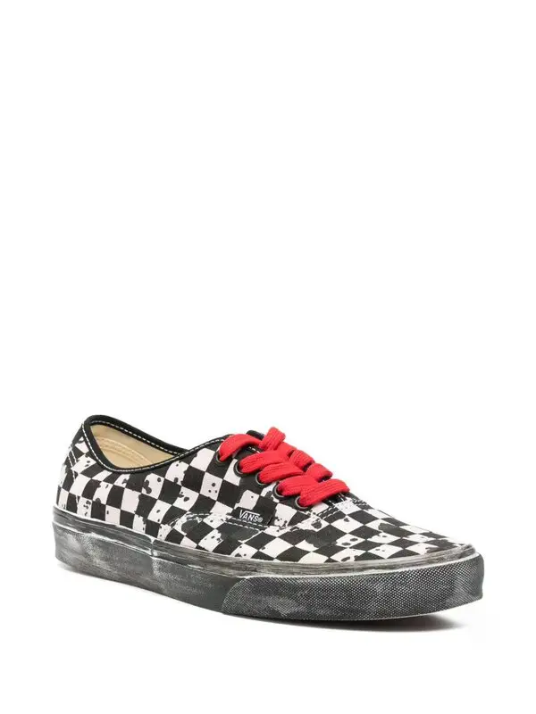 VANS Checkerboard-print Distressed Sneakers - Black