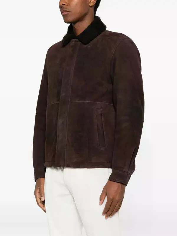 Tagliatore Shearling-collar Suede Jacket