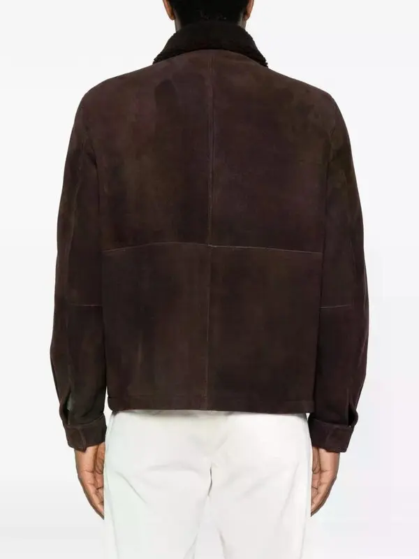 Tagliatore Shearling-collar Suede Jacket