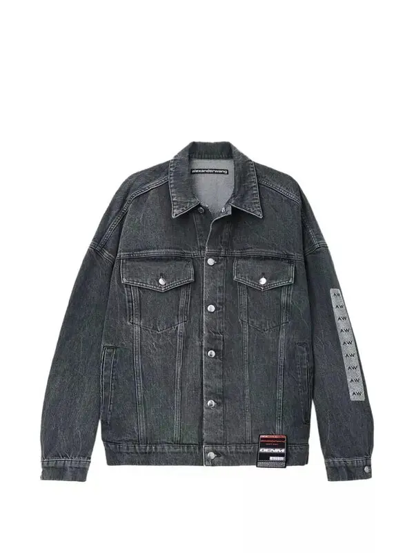 Alexander Wang Oversized Graphic Trucker Jacket - Grey