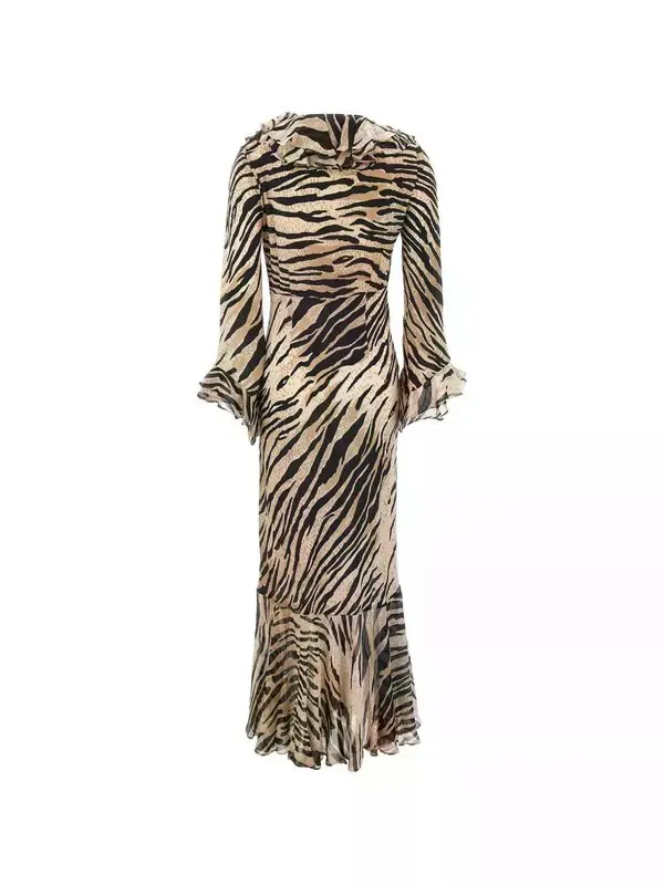 Rixo Provence Tiger-print Ruffled Maxi Dress
