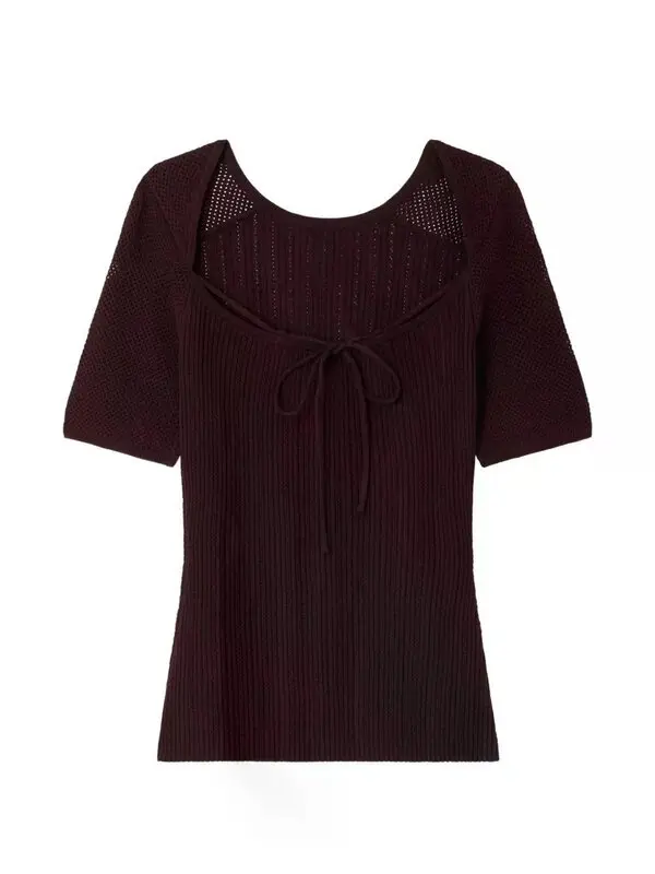 SESSUN Limone Ribbed Open-back T-shirt - Brown