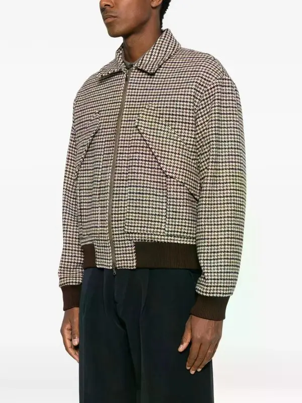 OFFICINA SARTORIALE Houndstooth-pattern Bomber Jacket