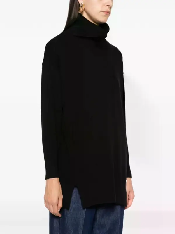 PLEASE Roll-neck Side-slit Sweater