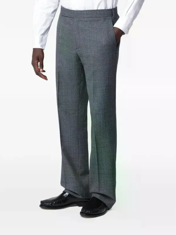 LARDINI Check-pattern Virgin Wool Trousers - Grey