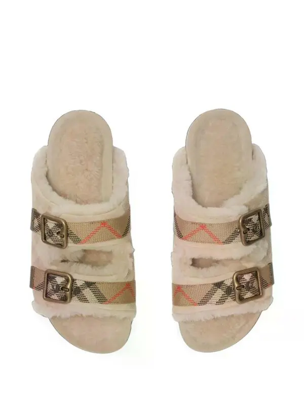 Burberry Check Shearling Urchin Sandals