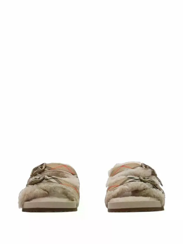 Burberry Check Shearling Urchin Sandals