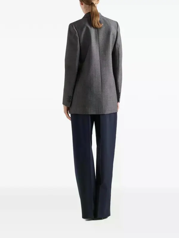 Prada Double-breasted Pinstriped Mouliné Wool Jacket